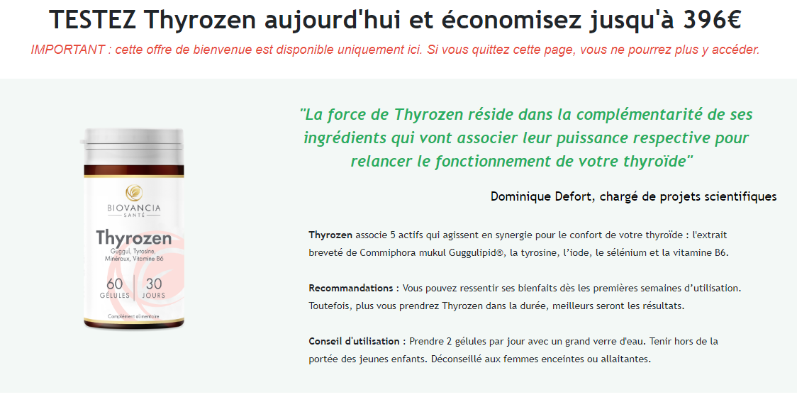 Thyrozen avis : 5 actifs pour la thyroïde naturels